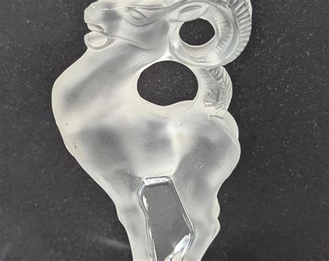 Lalique France Crystal Ram Figurine Signed Etsy
