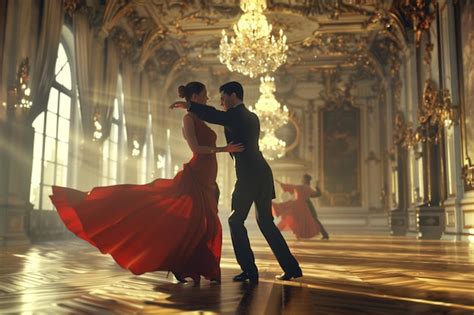 Premium Photo Elegant Ballroom Dancers In Graceful Motion