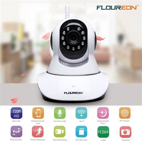 Floureon Caméra De Surveillance Sans Fil 720p Wifi 1 0 Megapixel Cdiscount Bricolage