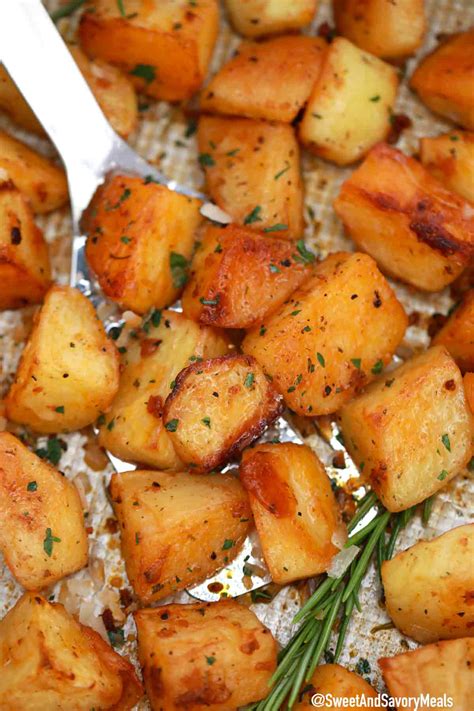 Garlic Roasted Potatoes Recipe Video Sweet And Savory Meals