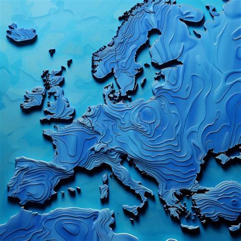 Topographic Map Of Europe Created In A Layered Paper Cut Style With