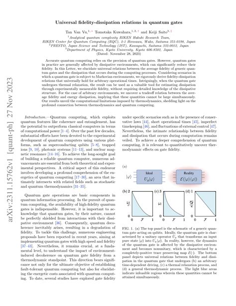 Pdf Universal Fidelity Dissipation Relations In Quantum Gates