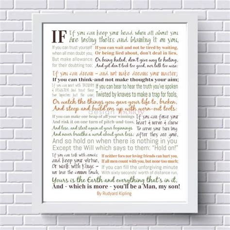 If Poem By Rudyard Kipling Art Print T For Son From Dad If My Xxx