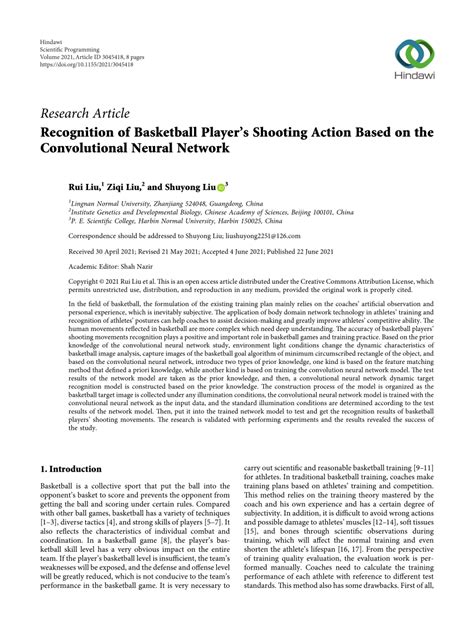 Pdf Recognition Of Basketball Players Shooting Action Based On The