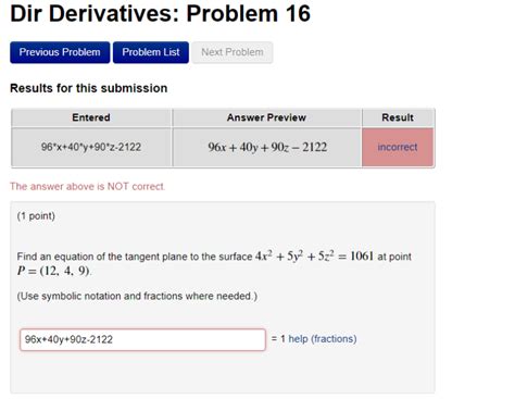 Solved Dir Derivatives Problem 16 Previous Problem Problem