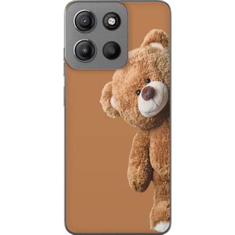 Motorola Moto G15 Power Genomskinligt Skal Söt Nalle Som Tittar Fram På