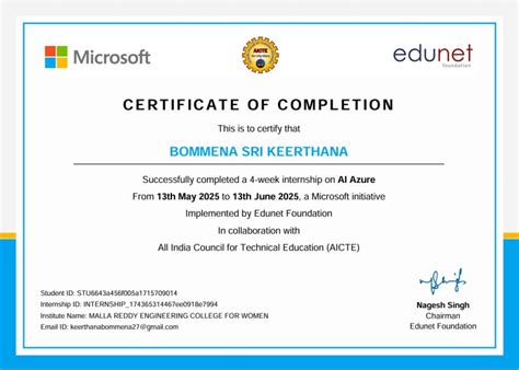 Microsoftazure Ai Internshipcertificate Bommena Srikeerthana
