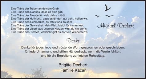 Traueranzeigen Von Michael Dechert 57trauer De