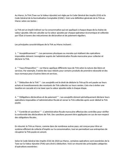 Tva Au Maroc Pdf