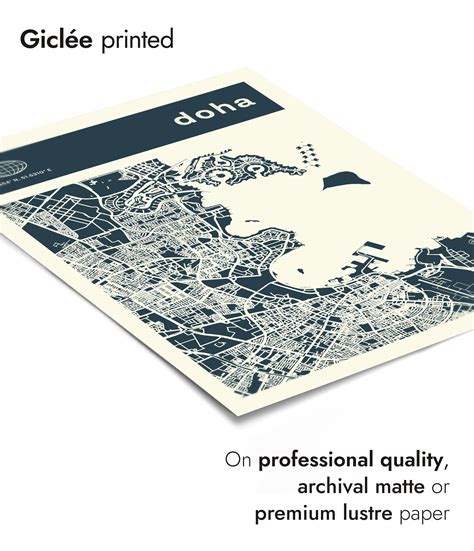 Doha City Map Travel Framed Prints And Posters Animato