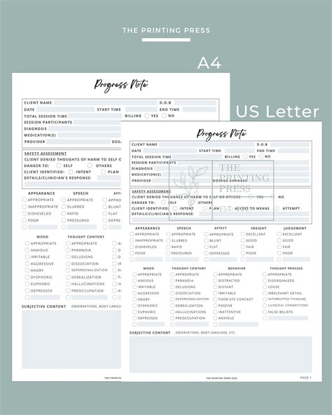 Therapy Progress Note Template Fillable Counseling Form Pdf File Etsy