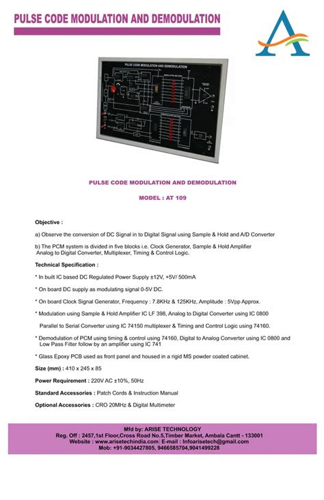 Pulse Code Modulation And Demodulation Pcm Trainer Kit At ₹ 7500