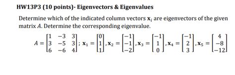 solved hw13p3 10 points eigenvectors and eigenvalues