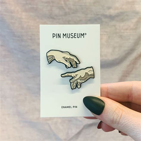 Set Of 2 The Creation Of Adam Enamel Pins Hand Shaped Soft Lapel Pin