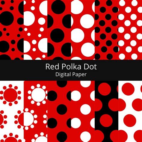 Black And White And Red Polka Dot Background