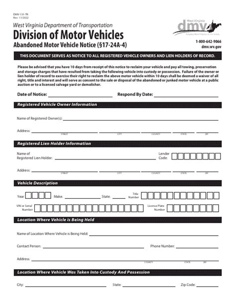 Form Dmv 131 Tr Fill Out Sign Online And Download Fillable Pdf West Virginia Templateroller