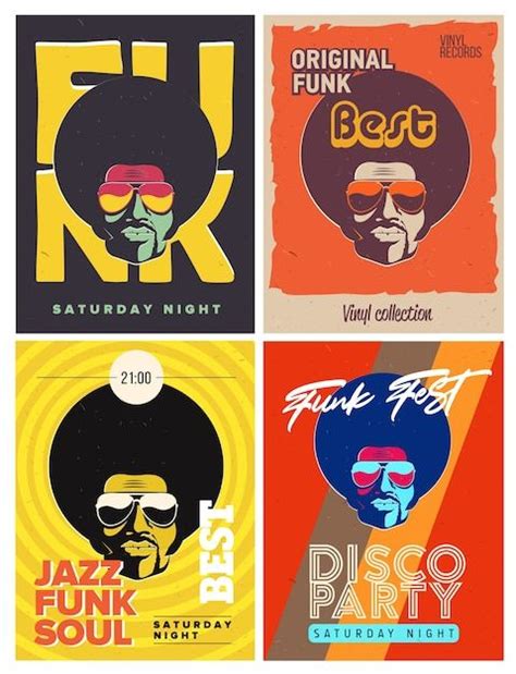 디스코 파티 이벤트 전단지 설정합니다 프리미엄 벡터