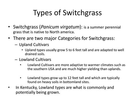 Ppt Types Of Switchgrass Powerpoint Presentation Free Download Id