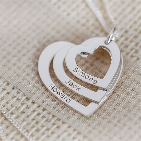 Sterling Silver Personalised Three Hearts Pendant Necklace Artofit