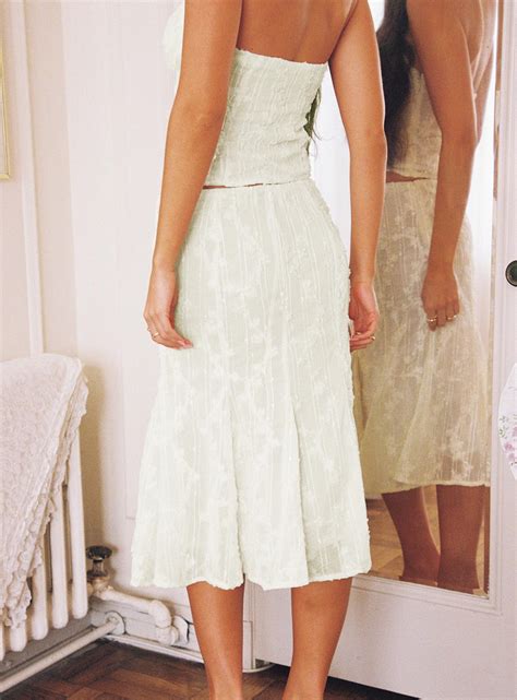 Aspyn Embroidered Midi Skirt Yellow Princess Polly