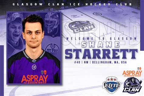 Signed Clan Net New Goalie Shane Starrett Glasgow Clan