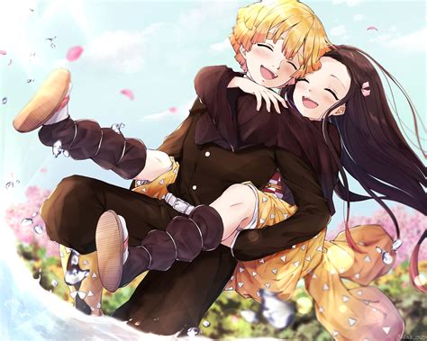 Download Nezuko Kamado Zenitsu Agatsuma Anime Demon Slayer Kimetsu No