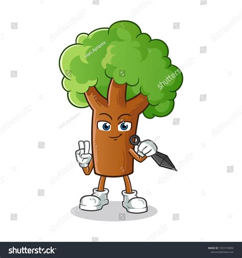 Tree Ninja Mascot Vector Cartoon Illustration 스톡 벡터로열티 프리 1351518092
