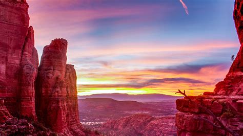 Sunset Cathedral Rock Sedona Arizona Desktop Hd Wallpaper For Mobile