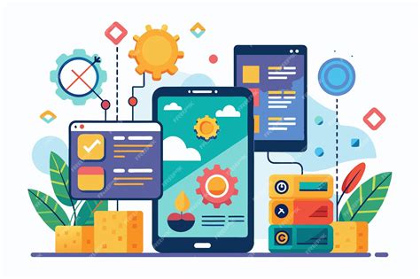 a vibrant digital workspace showcases customizable mobile development