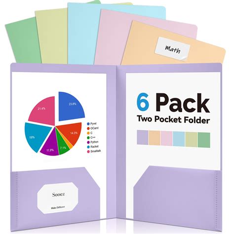 Mua Sooez 6 Pack Pocket Folders With Labels Heavy Duty Plastic File