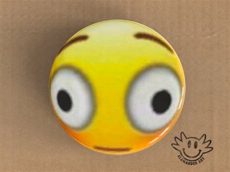 Funny Bug Eyed Distorted Emoji Meme Pinback Button 15 Etsy