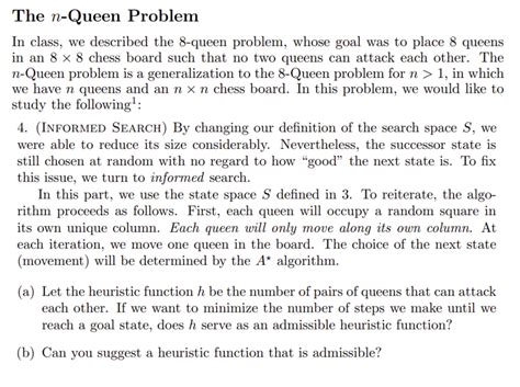 Solved The N Queen Problem In Class We Described The 8
