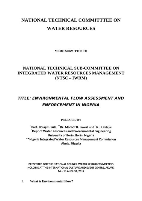Pdf Environmental Flow Assessment And Enforcement In Nigeria