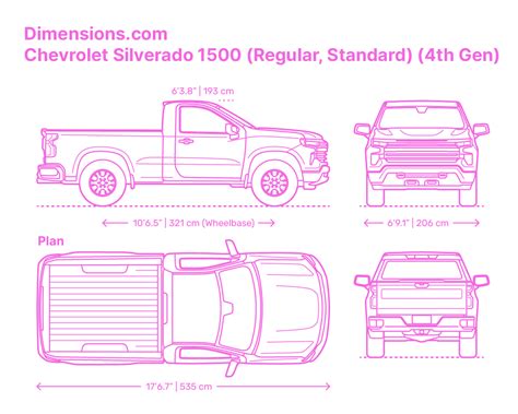 Full Size Pickup Trucks Dimensions And Drawings