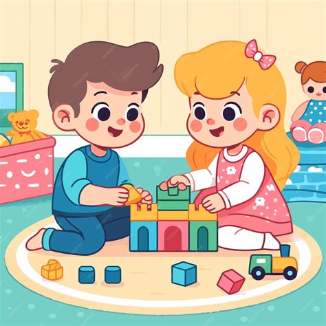Premium Vector Cartoon Twin Siblings Brother And Sister Playing Together In A Flat Design Style