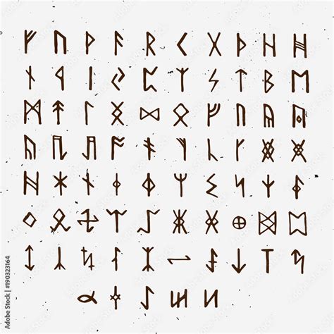 Set Of Old Norse Scandinavian Runes Runic Alphabet Futhark Ancient