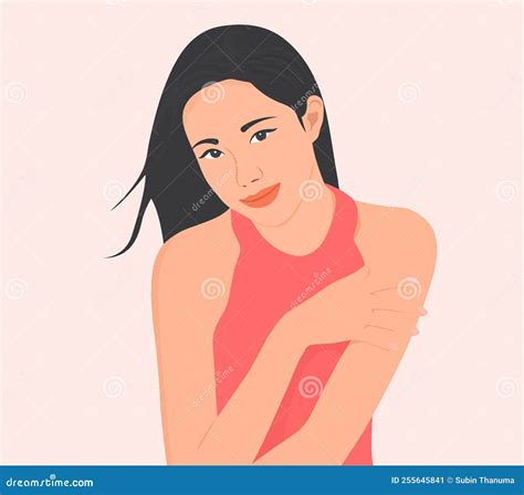 A Gentle Cute Girl Who Enjoys A Healthy Life Of Health Care Stock
