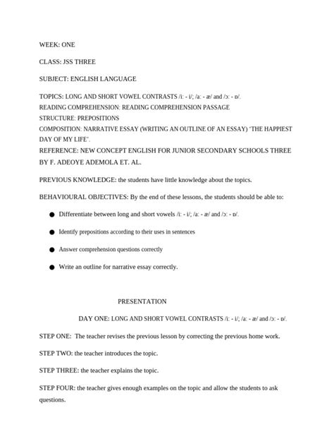 Lesson Note English Jss3 Pdf