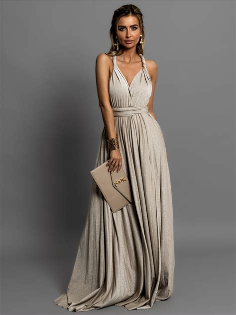 Krémové Dlouhé Variabilní Společenské šaty Cupauca Erika Fashion