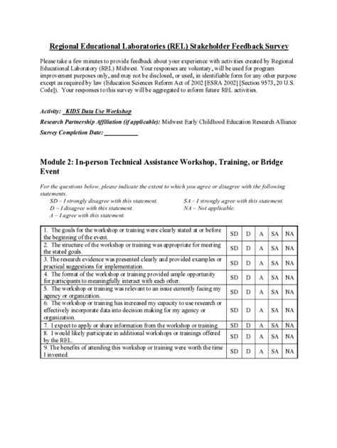 Fillable Online Ies Ed 9 Stakeholder Feedback Survey Templates In