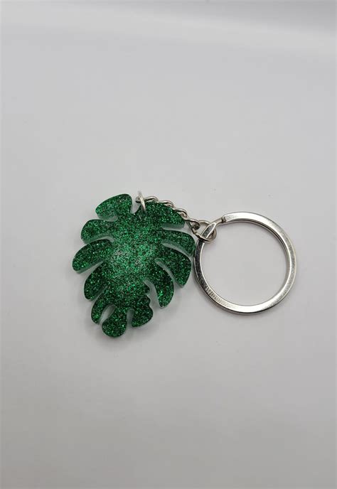 Green Leaf Keychain Etsy