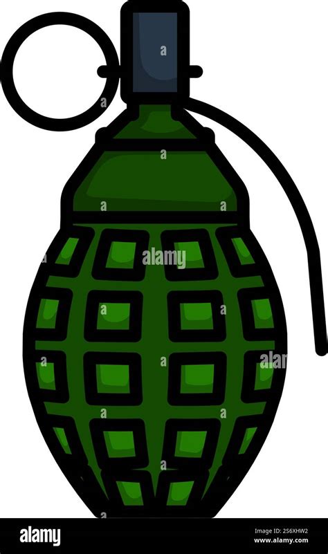 Defensive Grenade Icon Editable Bold Outline With Color Fill Design
