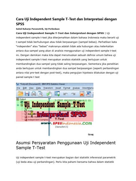 Cara Uji Independent Sample T Test Dan Pdf