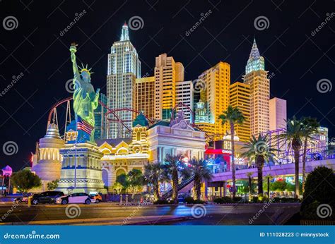 Las Vegas Skyline Illuminated At Night Nevada Usa Editorial Stock