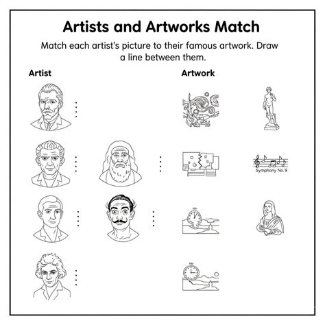 Artists And Artworks Match Worksheet Download And Print Now
