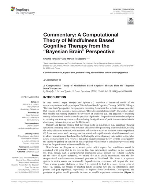 Pdf Commentary A Computational Theory Of Mindfulness Based Cognitive