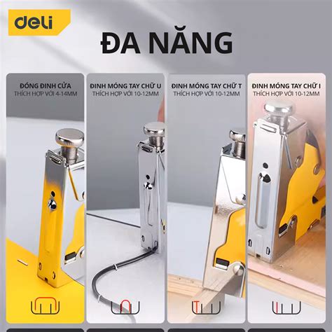 Tặng 800 Ghim Súng Bắn Ghim Kìm Bắn đinh Ghim Deli Cầm Tay Mẫu Mới Trợ Lực đa Năng Tiện Dụng
