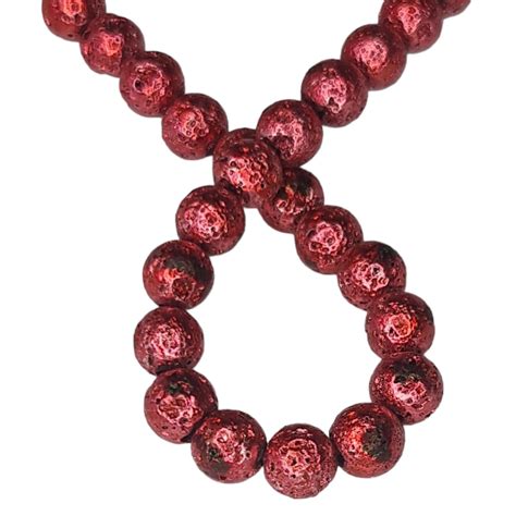 Metallic Cherry Lava Bead String Round 7mm 40cm Silver Hills Gems
