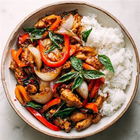 Pad Nam Prik Pao Thai Chicken And Vegetable Chili Paste Stir Fry