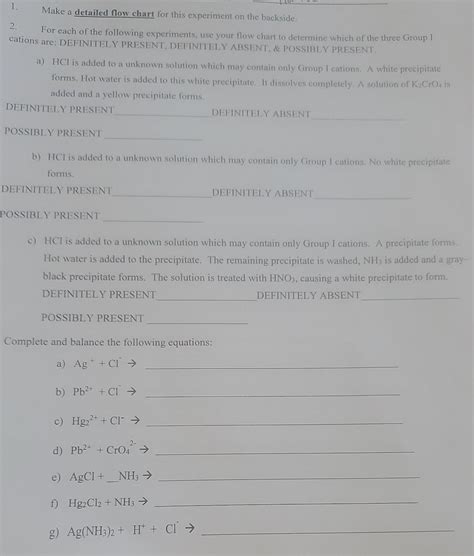 Make A Detailed Flow Chart For This Experiment On Chegg